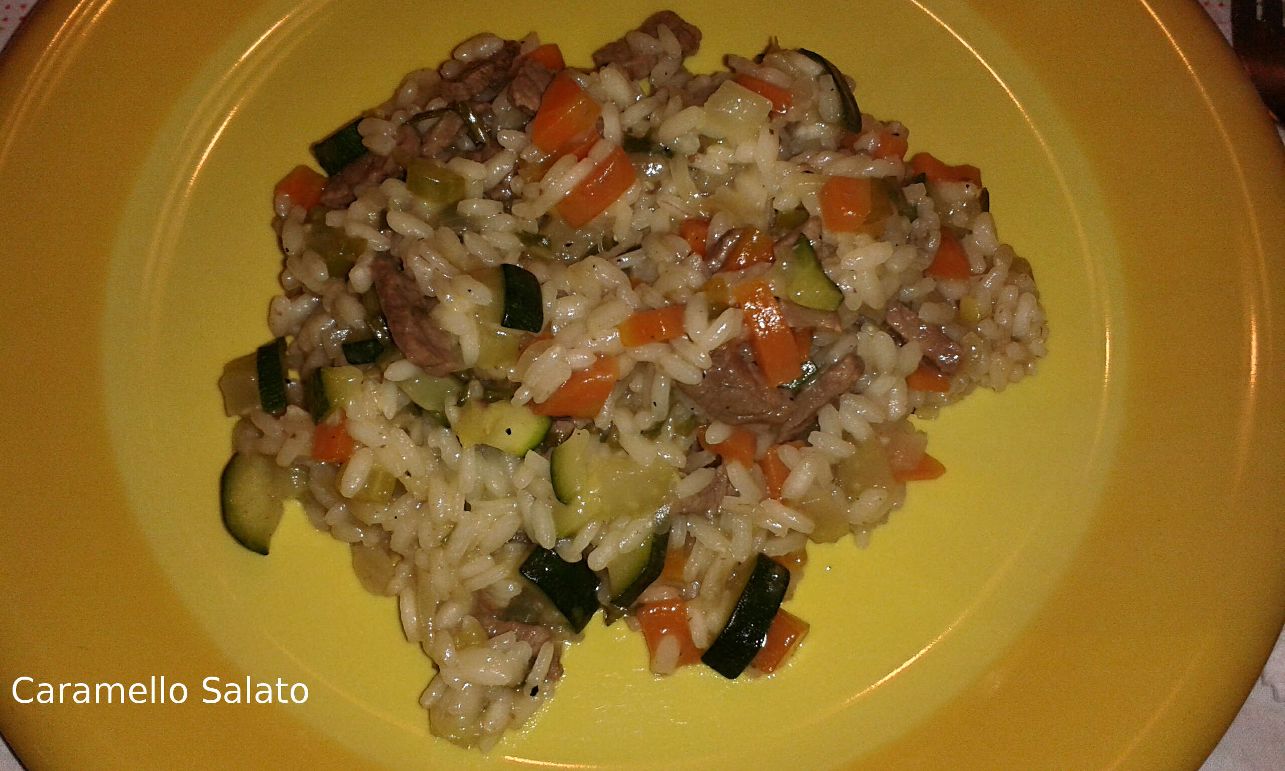 Risotto con verdure e straccetti di manzo – Caramello Salato